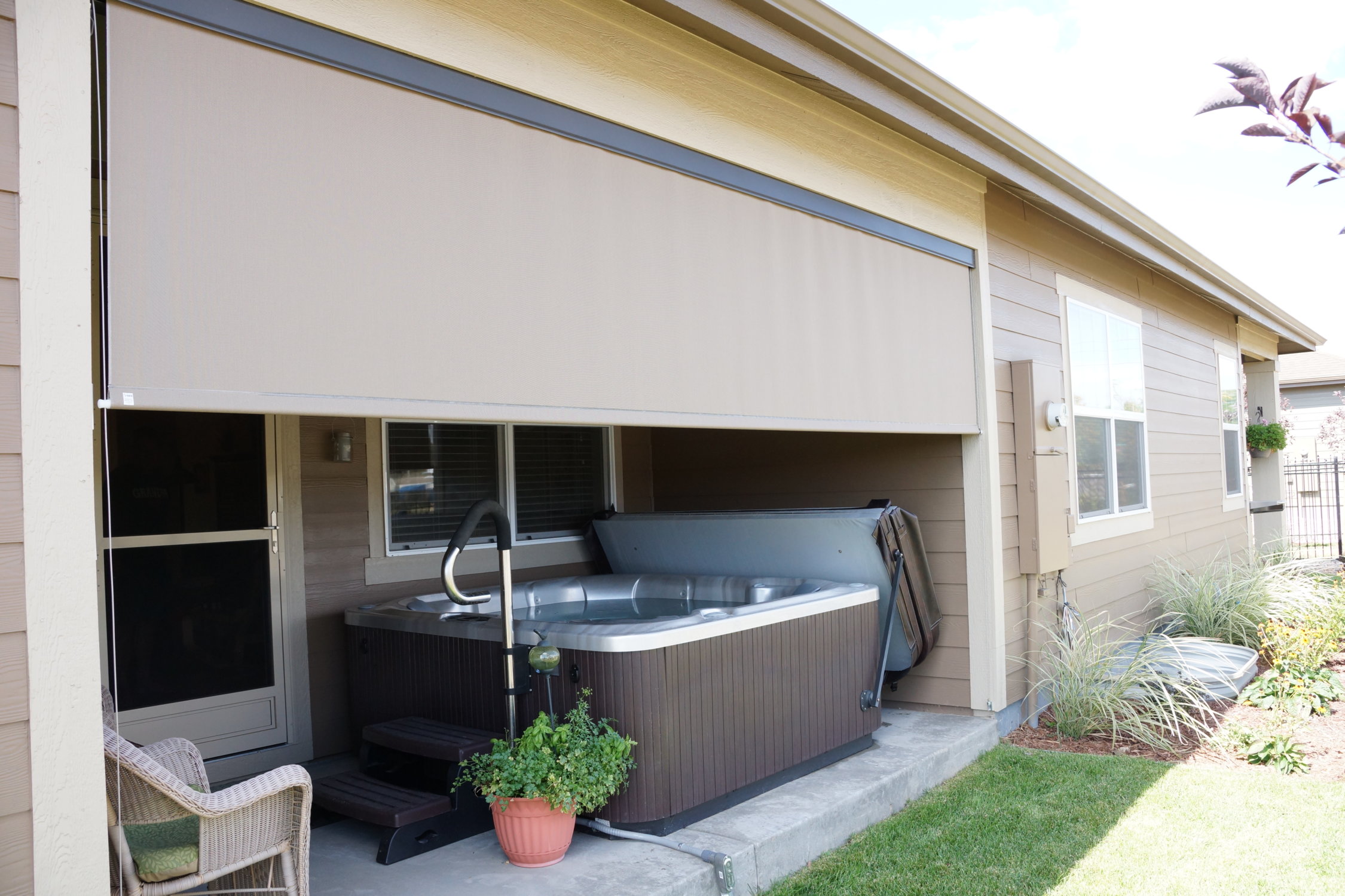 Motorized Outdoor Solar Shade - Window Fashions & More